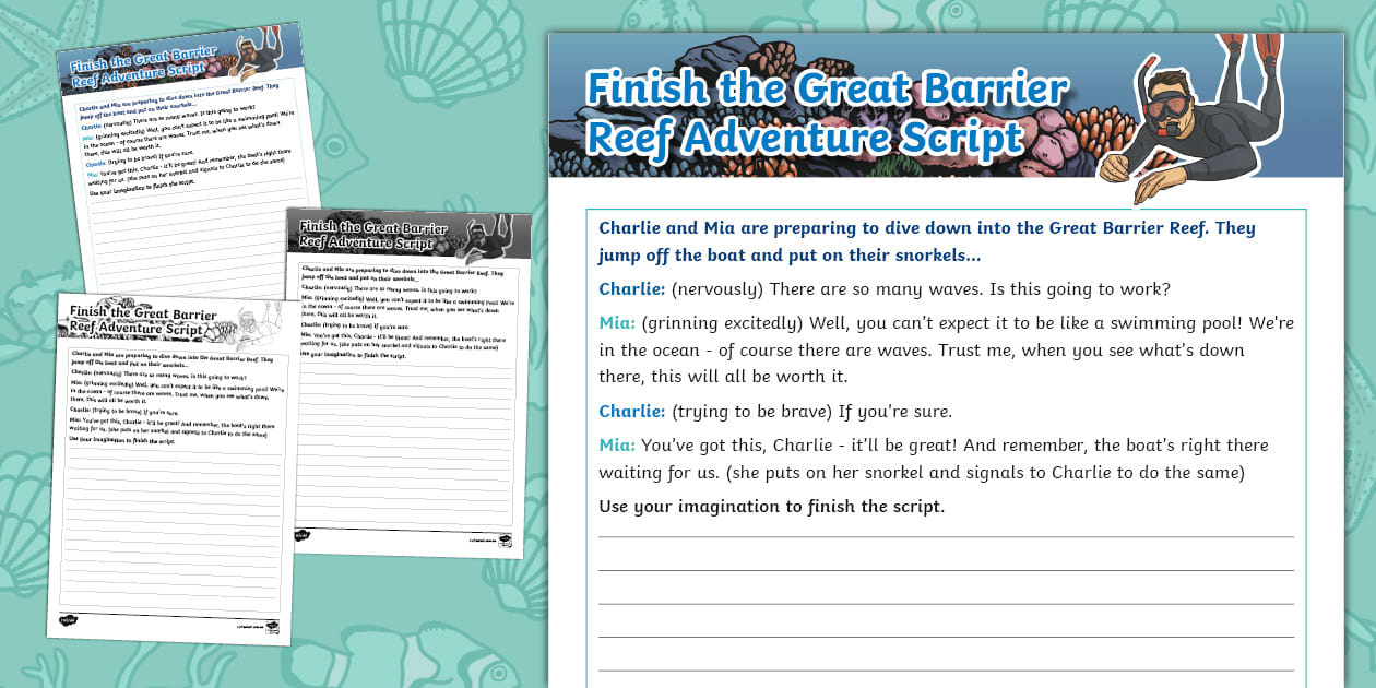 Finish the Great Barrier Reef Adventure Script Writing Template