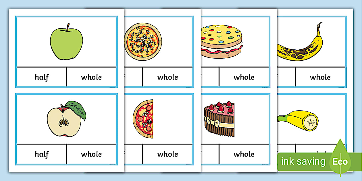 Inclusion Whole and Half Flash Cards (teacher made) - Twinkl