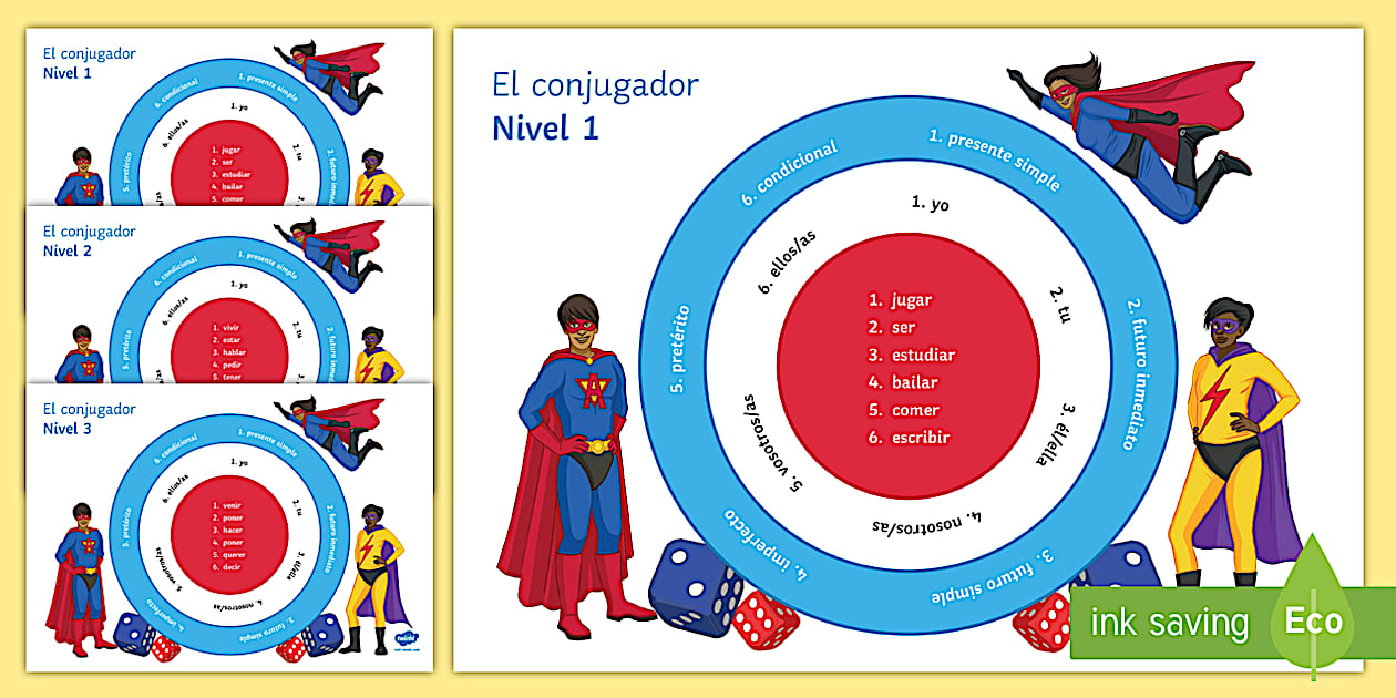 Verb Conjugator Differentiated Game Spanish (teacher made)