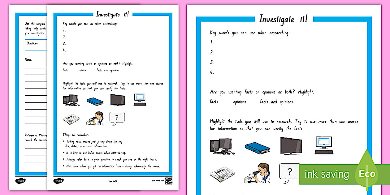 Inquiry Investigate it! | IB PYP Investigation Worksheet