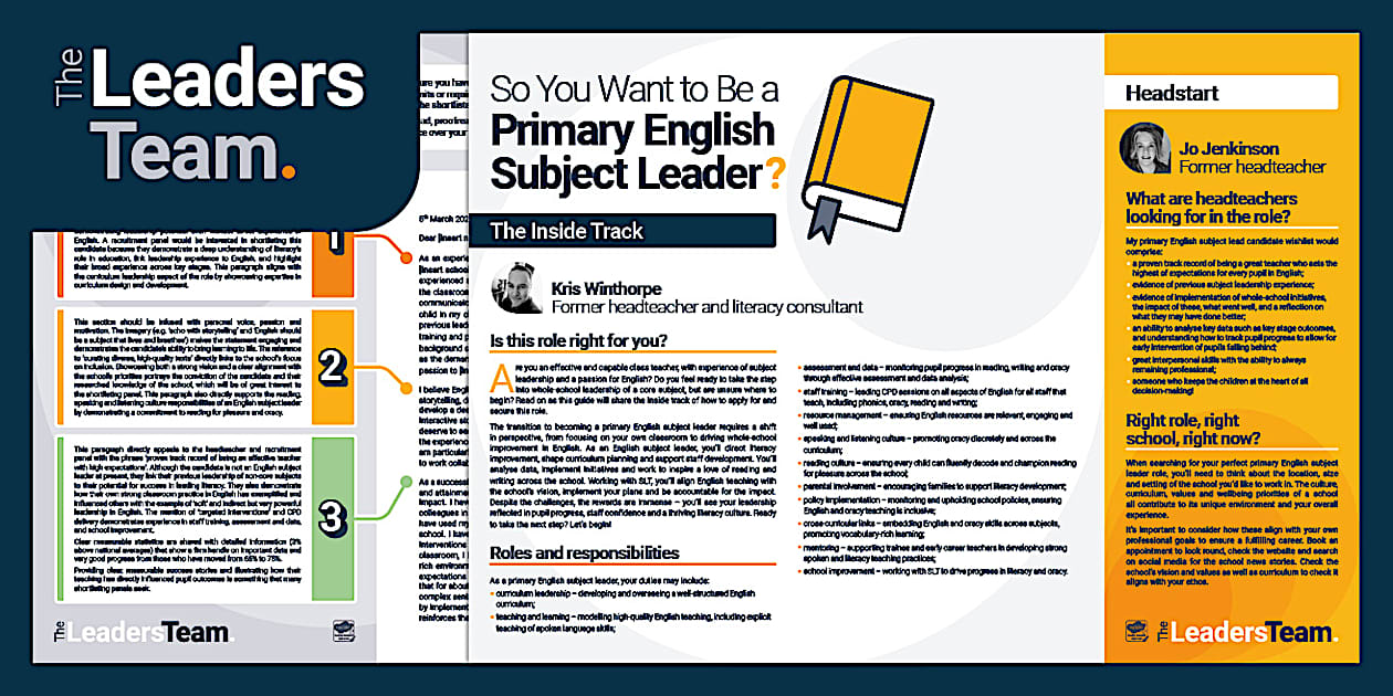 So You Want to Be a Primary English Subject Leader? - Twinkl