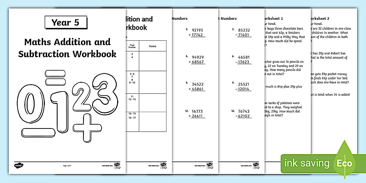 Year 5 Maths Addition and Subtraction Worksheets - Twinkl