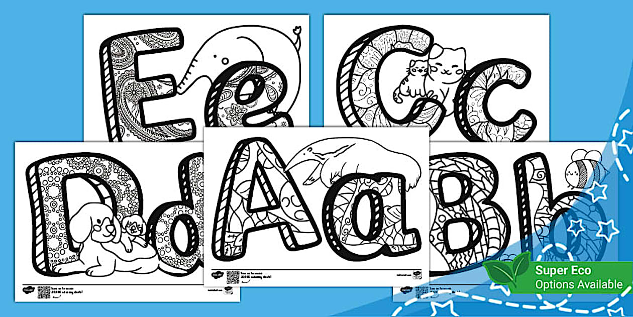 Alphabet Mindfulness Colouring Pages - Twinkl