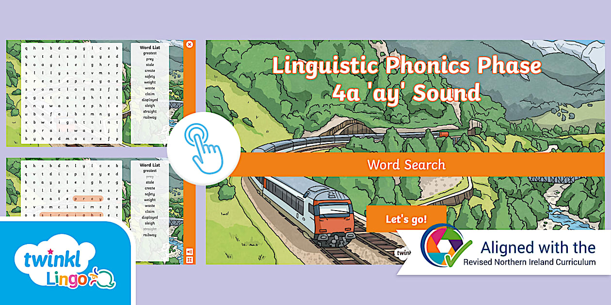 Linguistic Phonics Phase 4a 'ay' Sound Interactive Word Search