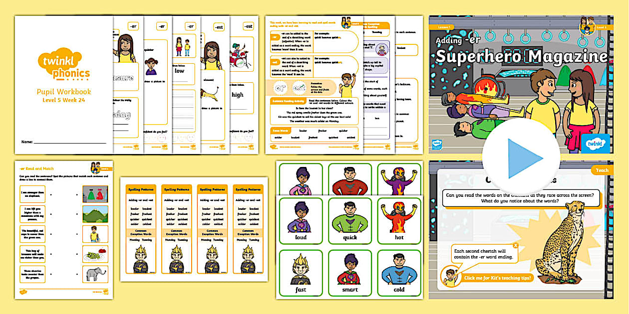 Adding -er and -est - Level 5 Week 24 Lesson 1 - Twinkl