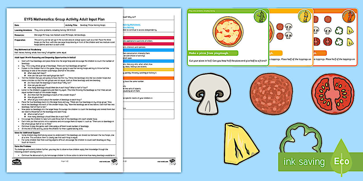 EYFS Maths: Beanbag Throw Halving Hoops Group Activity Adult Input Plan and