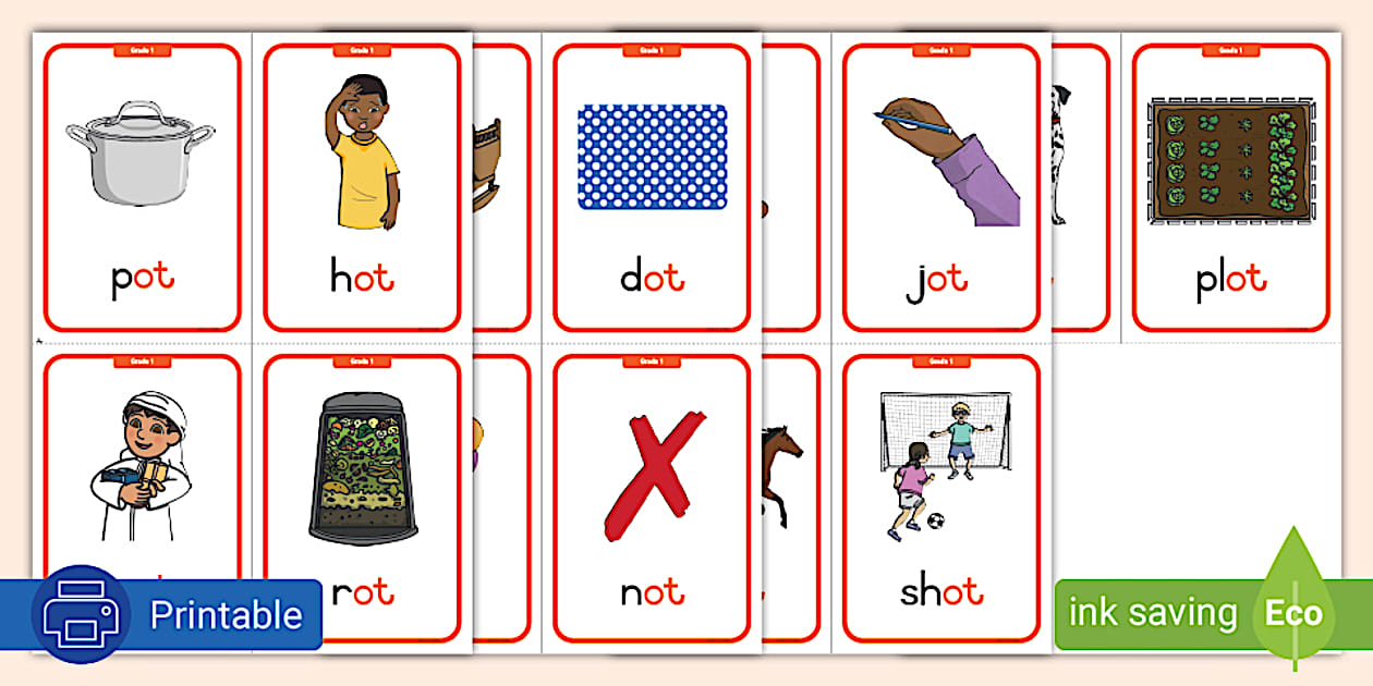 Grade 1 Phonics: -ot Flashcards