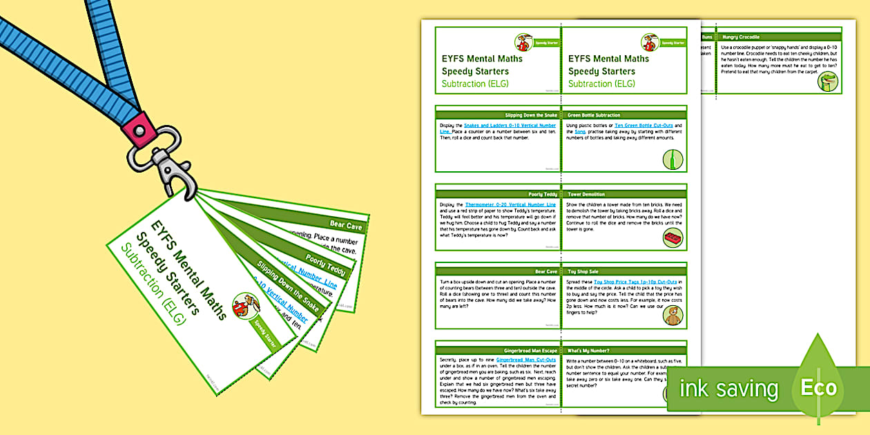 EYFS Maths Speedy Starters: Subtraction (ELG) (teacher made)