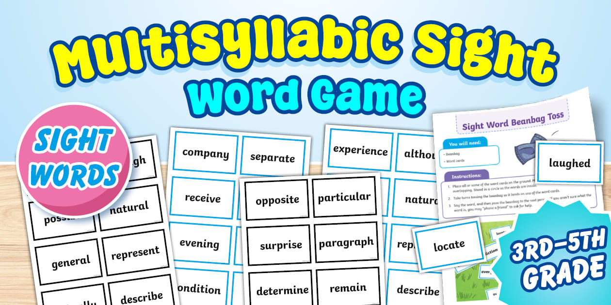 Multisyllabic Sight Word Beanbag Toss Game I Phonics