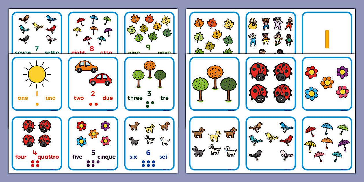 Let's Count! Bilingual Italian/English Matching Cards