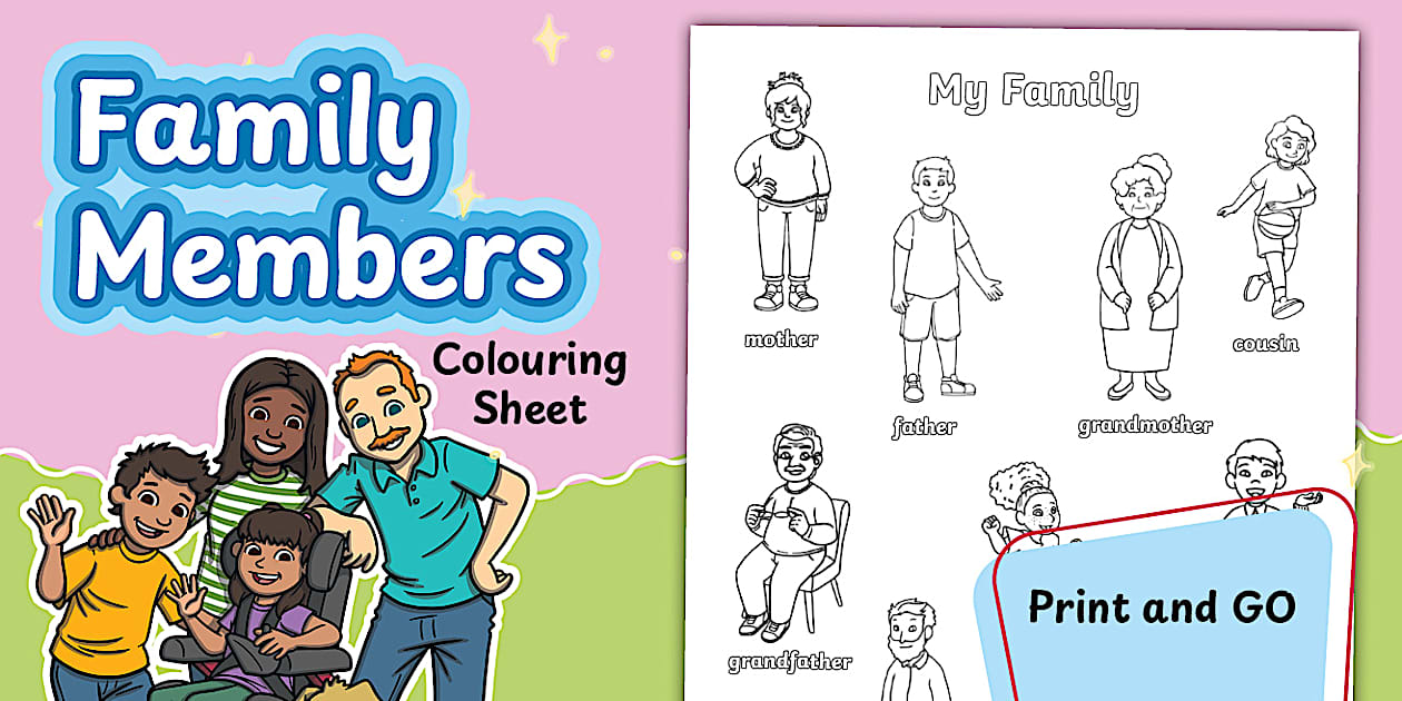 Family Members Colouring Sheet