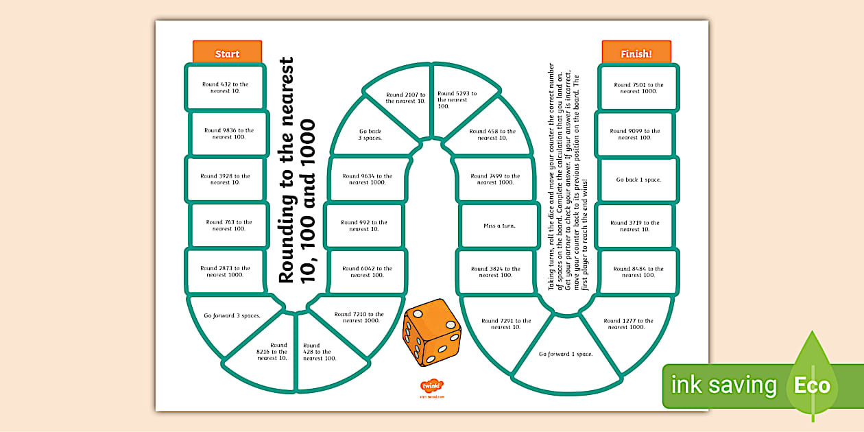 👉 Rounding to the nearest 10, 100 and 1000 Board Game