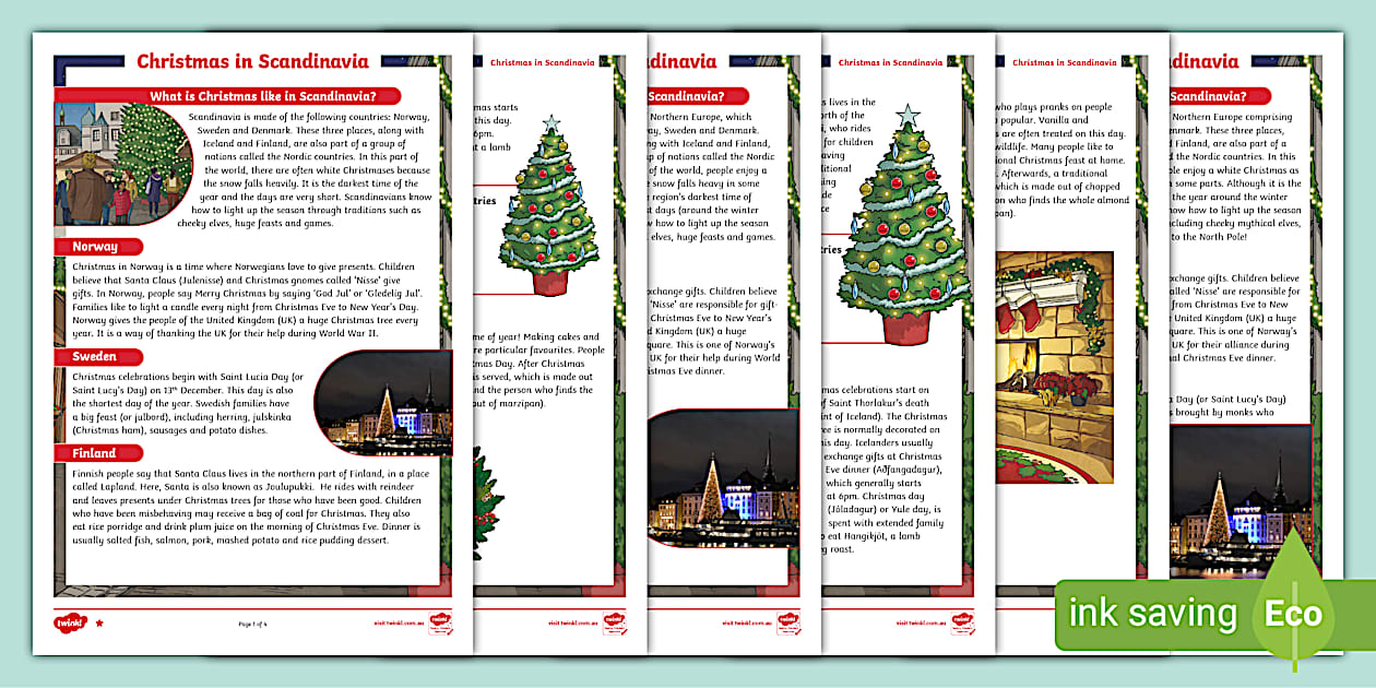 Christmas in Scandinavia Reading Comprehension - Twinkl