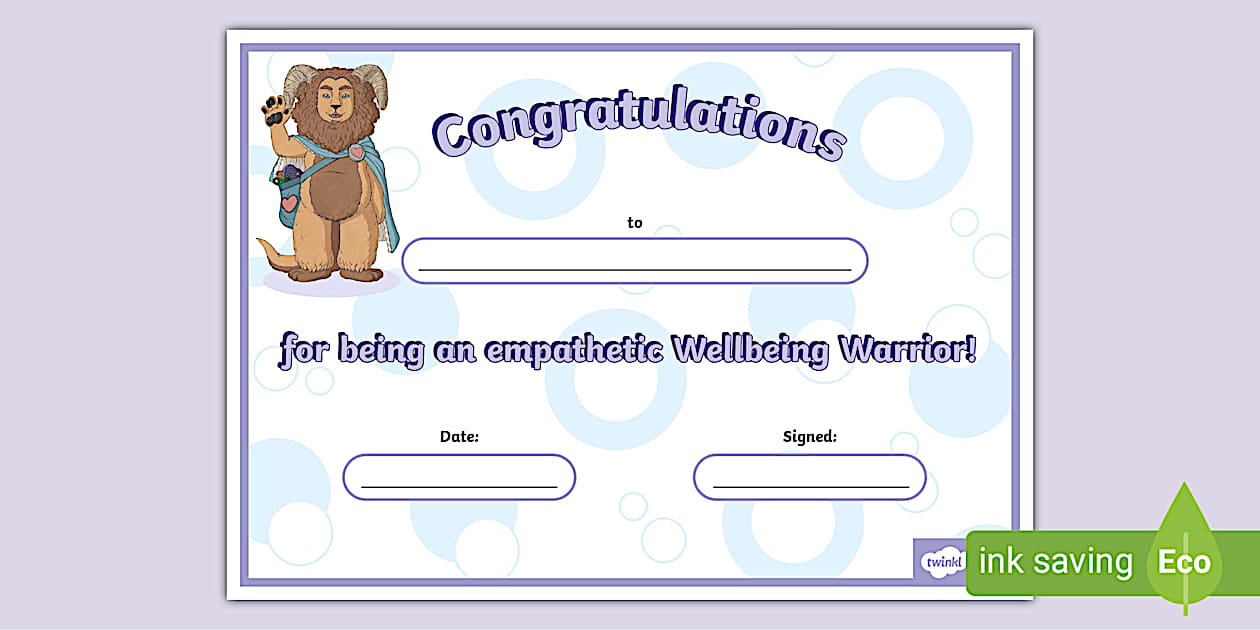 Wellbeing Warriors Award (teacher made) - Twinkl