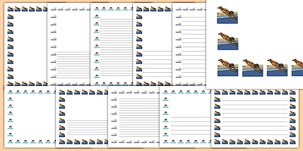 Editable Swimming Page Borders Pack (teacher made) - Twinkl