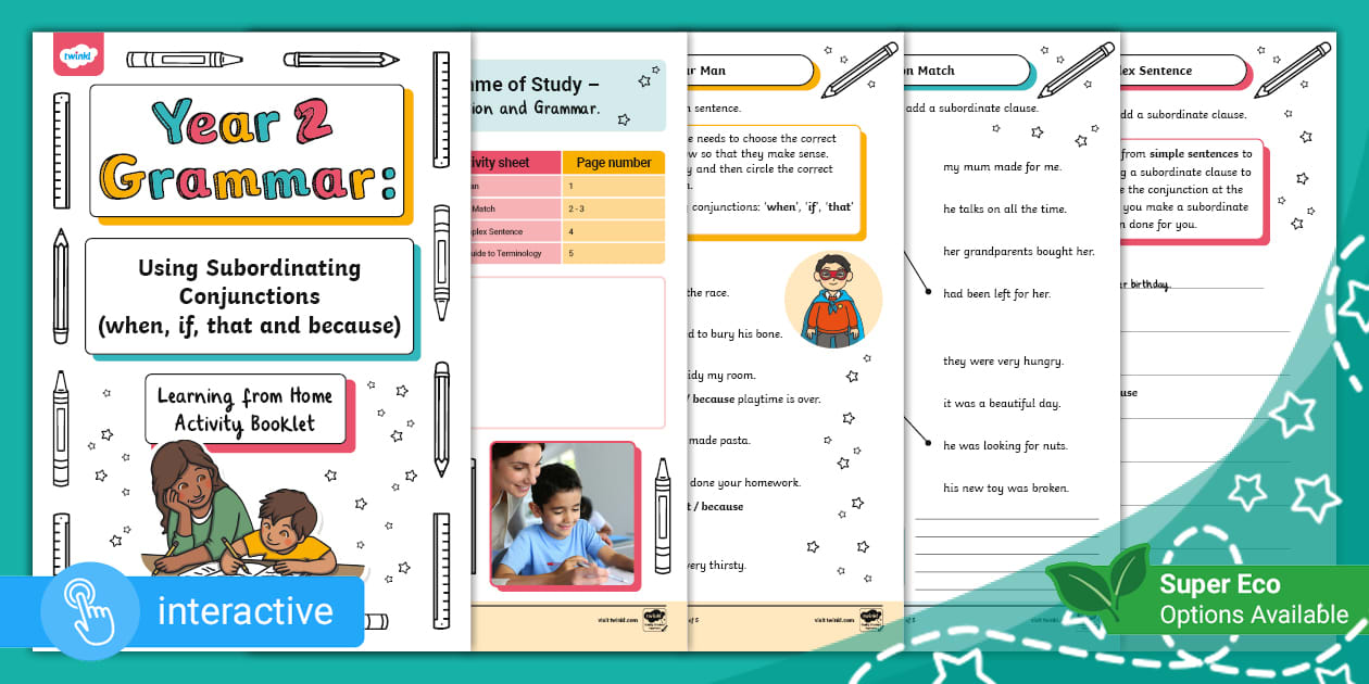 Subordinate Conjunctions Ks1 Activity Booklet Twinkl