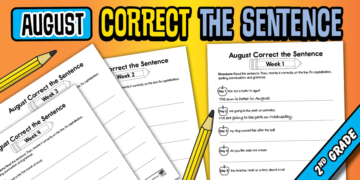 Second Grade August Daily Grammar Practice - Twinkl