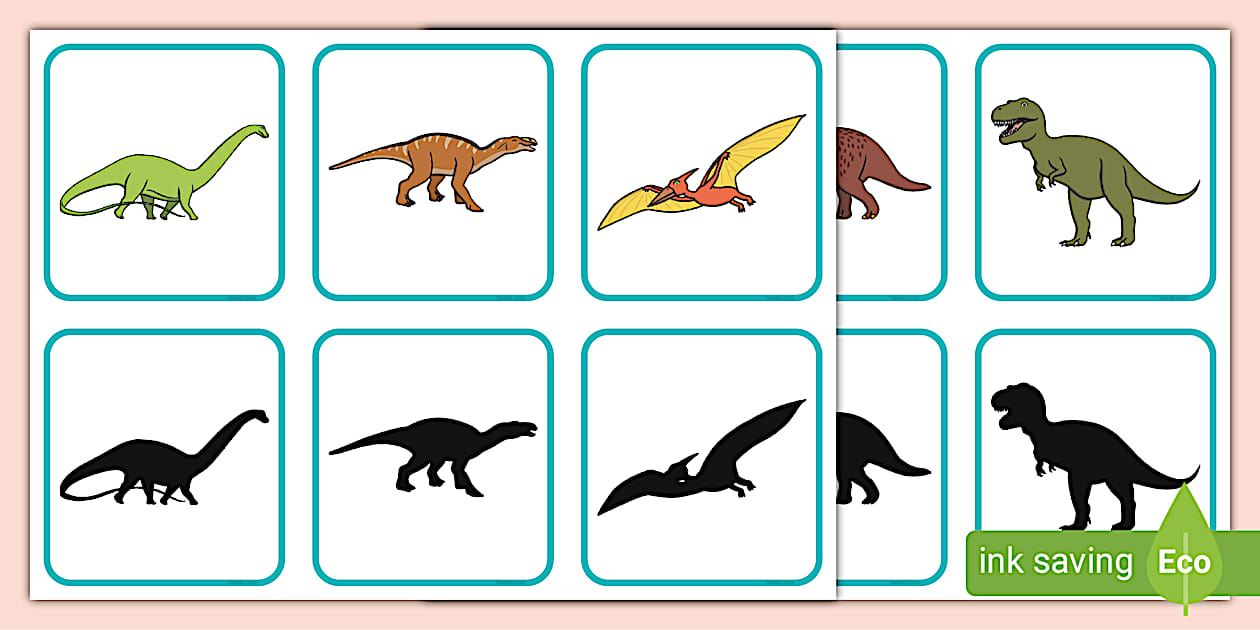 Dinosaur Shadow Matching Cards (teacher made) - Twinkl