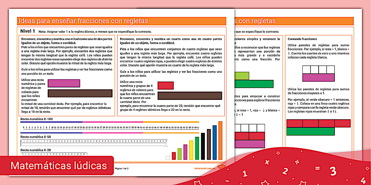 Fracciones con regletas - Ideas para la clase - Twinkl