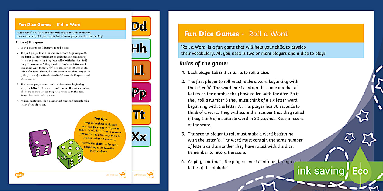 👉 Fun Dice Games: Roll a Word (teacher made) - Twinkl