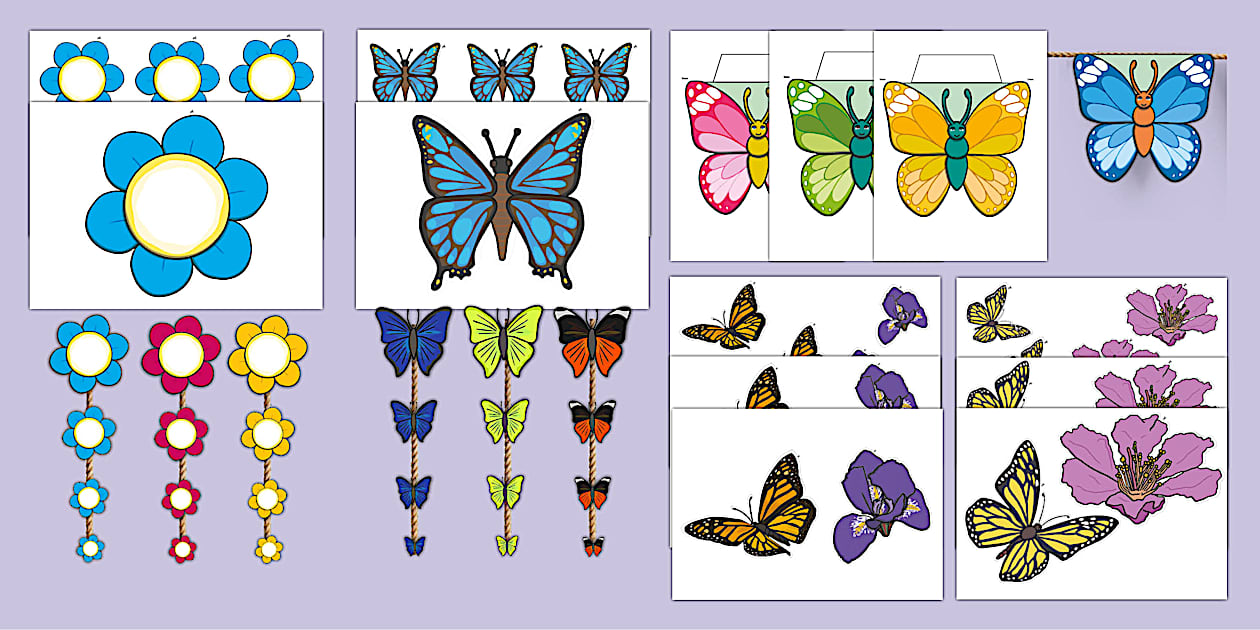 Fluturi și flori – Pachet pentru decorul grupei - Twinkl
