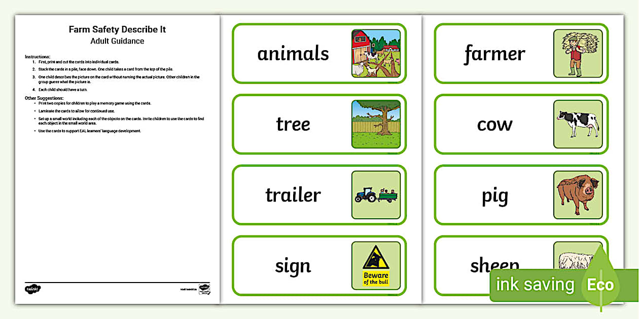 Farm Safety Describe It Oral Language Game (teacher made)