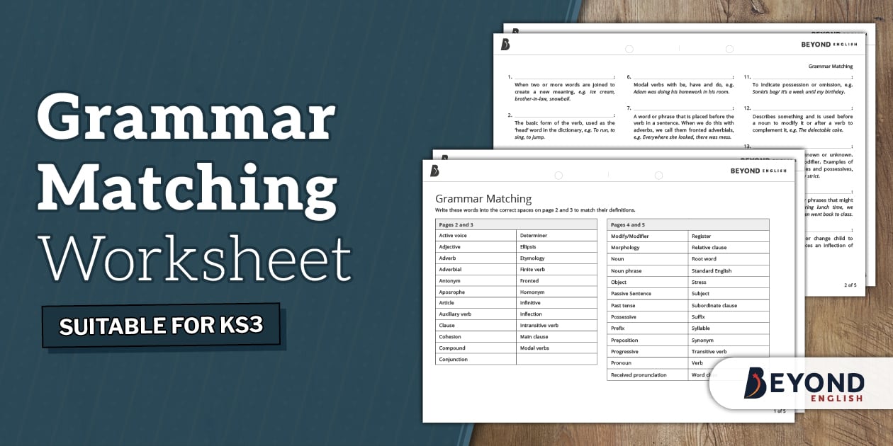 Grammar Matching Worksheet