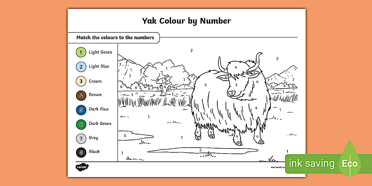 Fantastic Yak Colour-by-Number Page | Twinkl | KS1 - Twinkl