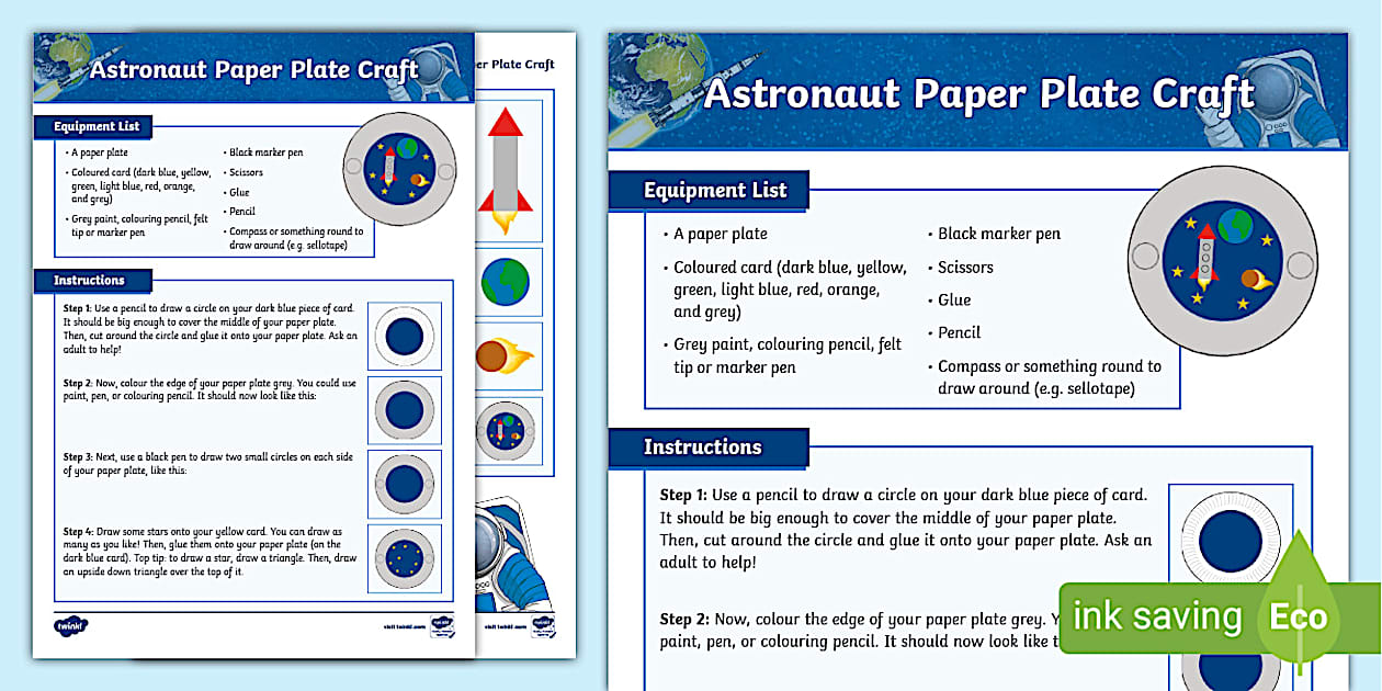 Astronaut Paper Plate Craft Activity| Twinkl Resources|Space