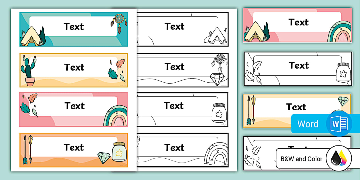 Editable Boho Theme Labels (teacher made) - Twinkl