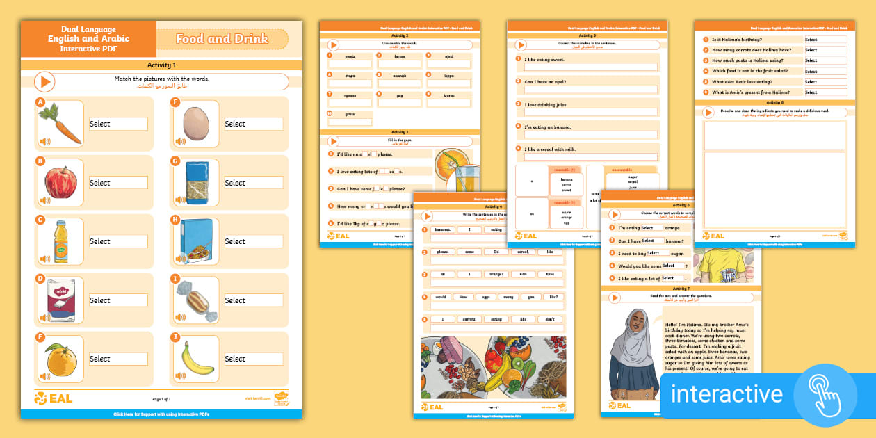 Interactive PDF Activities for Learners of EAL - Dual Language English and