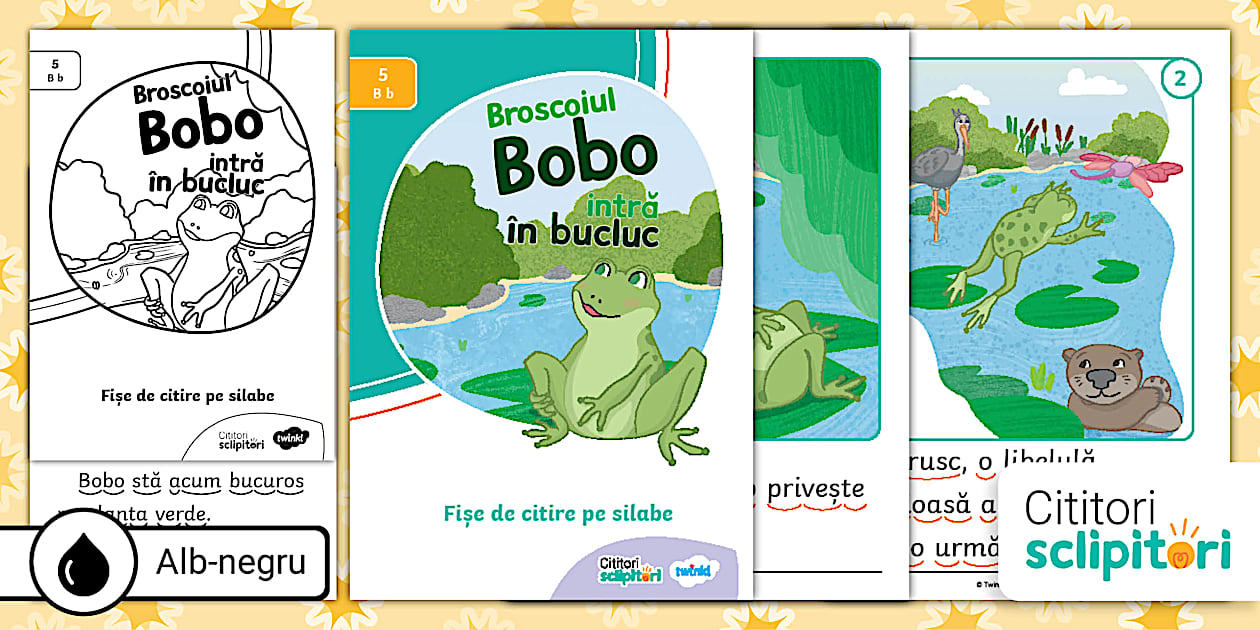 Broscoiul Bobo intră în bucluc – Citire pe silabe Litera B