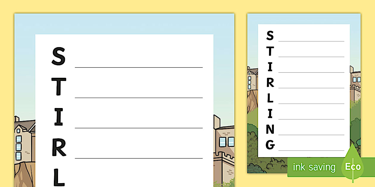 Stirling Acrostic Poem (teacher made) - Twinkl