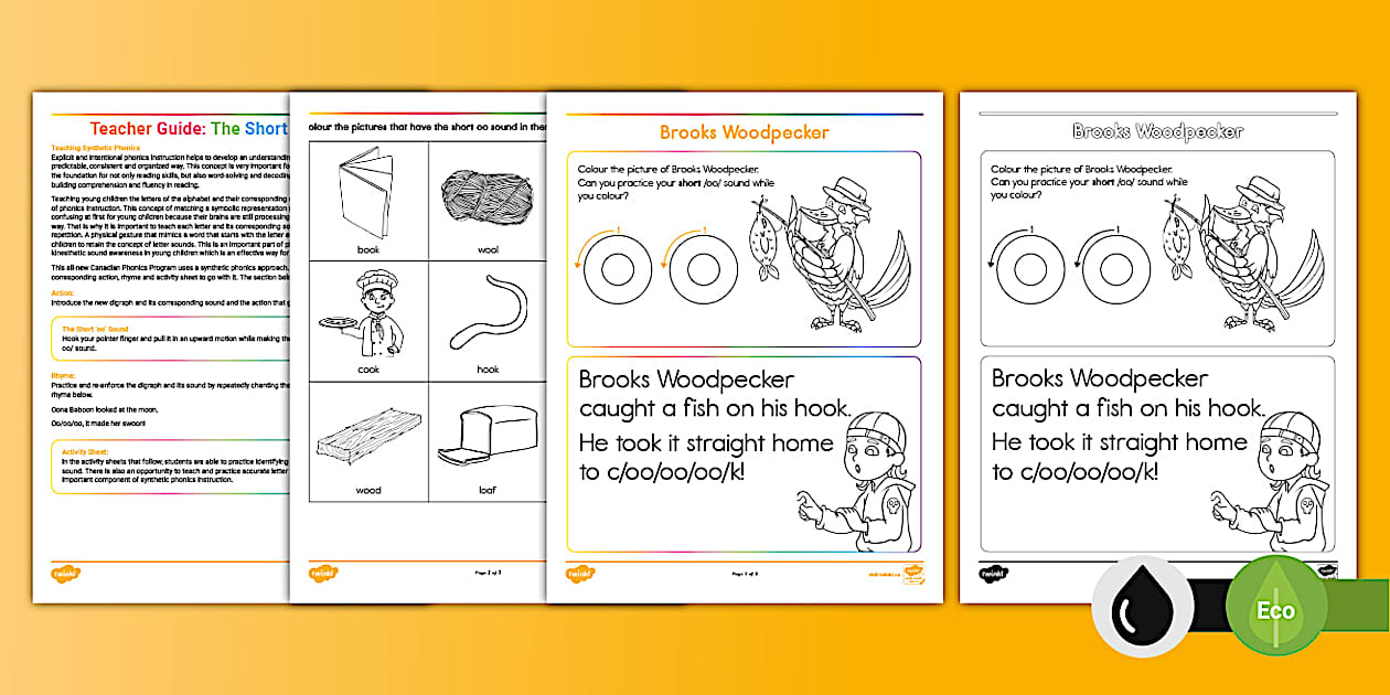 Short oo Phonics Sound Worksheets - Twinkl CA