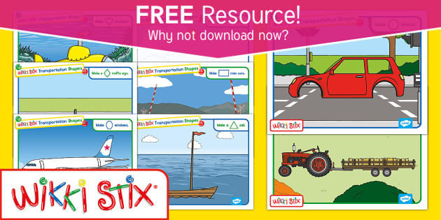 FREE Wikki Stix Transportation Shapes Activity Mats - Twinkl