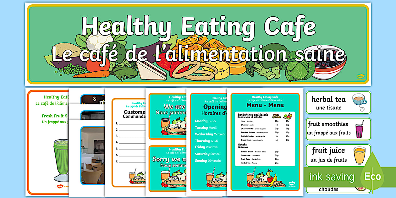 Healthy Eating Cafe Role Play Pack English/French