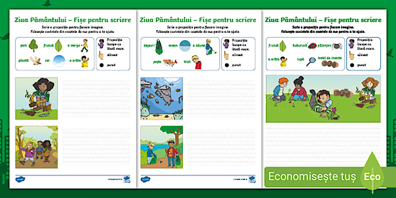 Ziua Pământului – Fișe pentru scriere clasa I - Twinkl