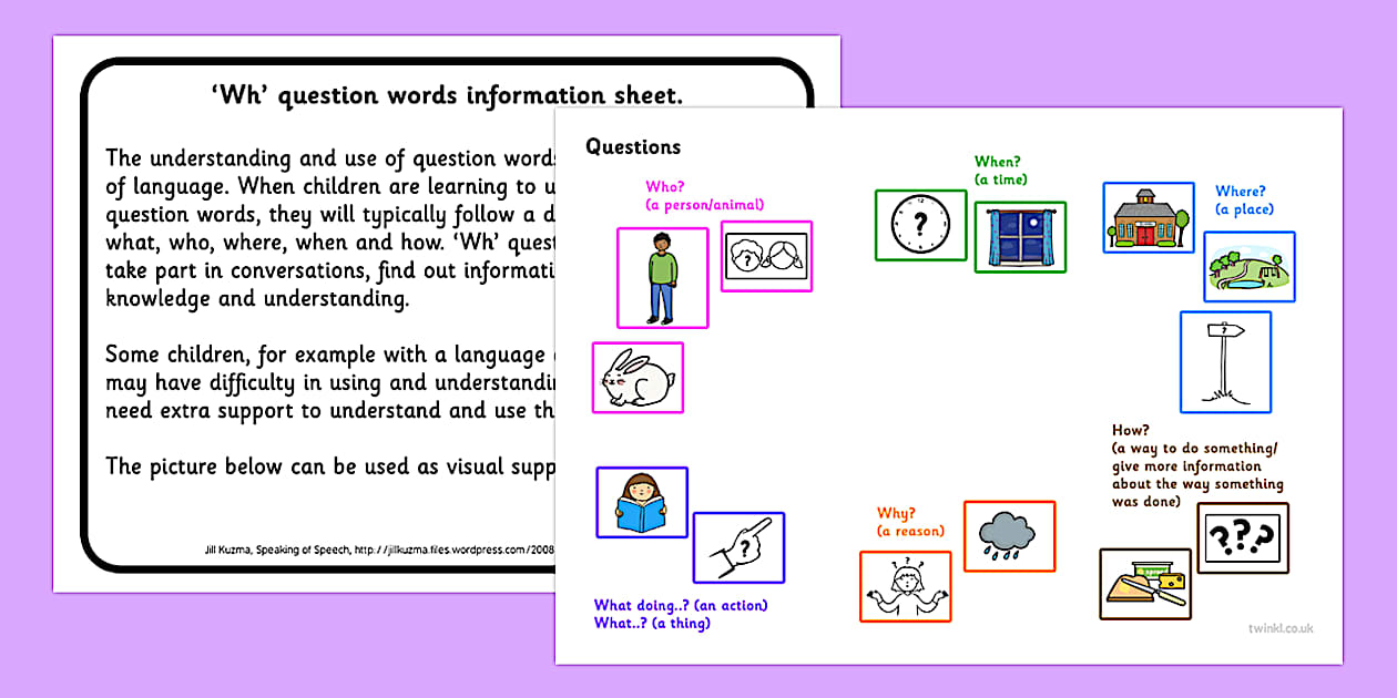 Wh Question Word Information Sheet (teacher made) - Twinkl