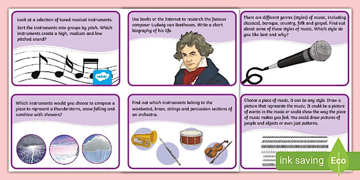 KS2 Music Challenge Cards - Twinkl