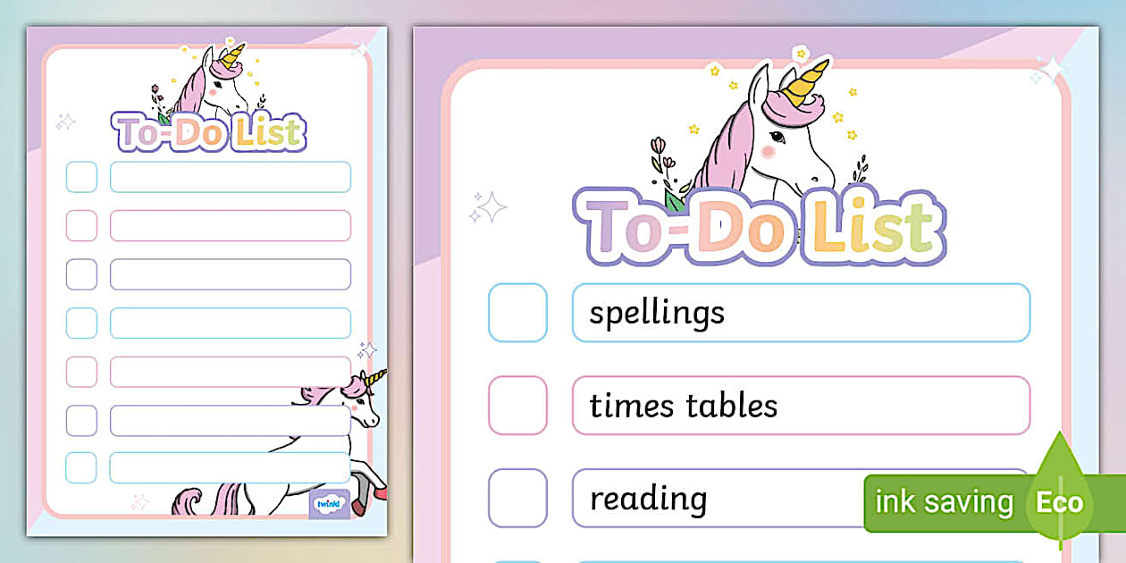 Unicorn-Themed To-Do List (teacher made) - Twinkl