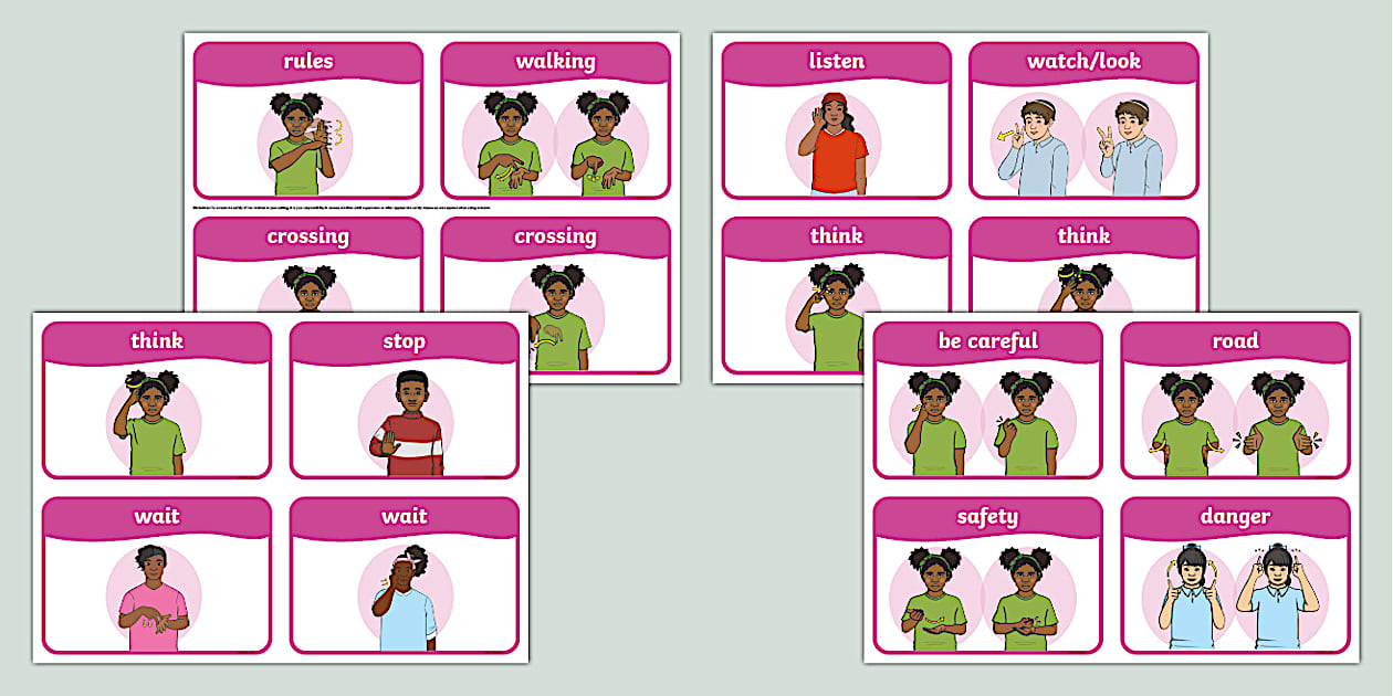 Auslan Road Crossing Safety Word Cards (teacher made)