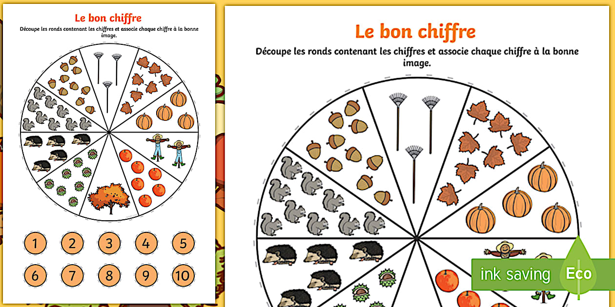 Feuille d'activité sur l'automne : Le bon chiffre