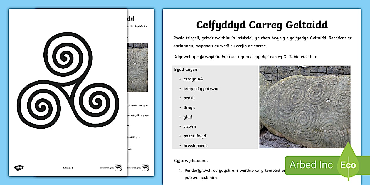 Gweithgaredd Creu Celfyddyd Cerrig Celtaidd (teacher made)