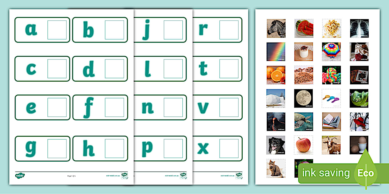 Alphabet Matching: Lowercase Letters and Photos - Twinkl