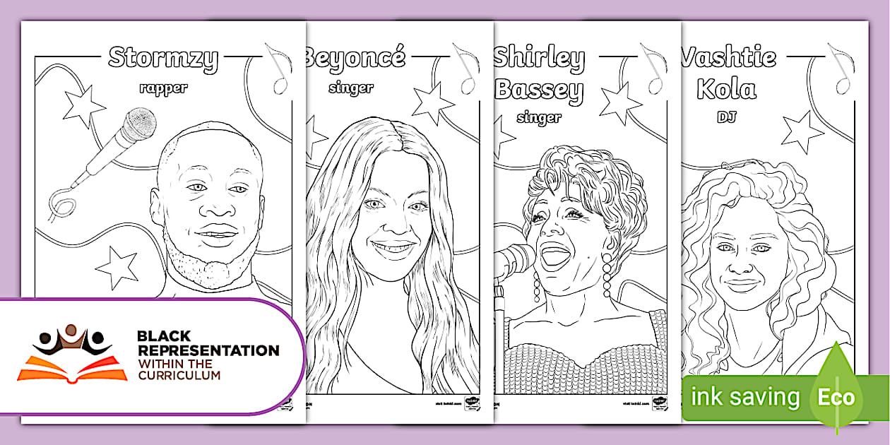 KS1 Black Musicians Colouring Sheets (teacher made) - Twinkl