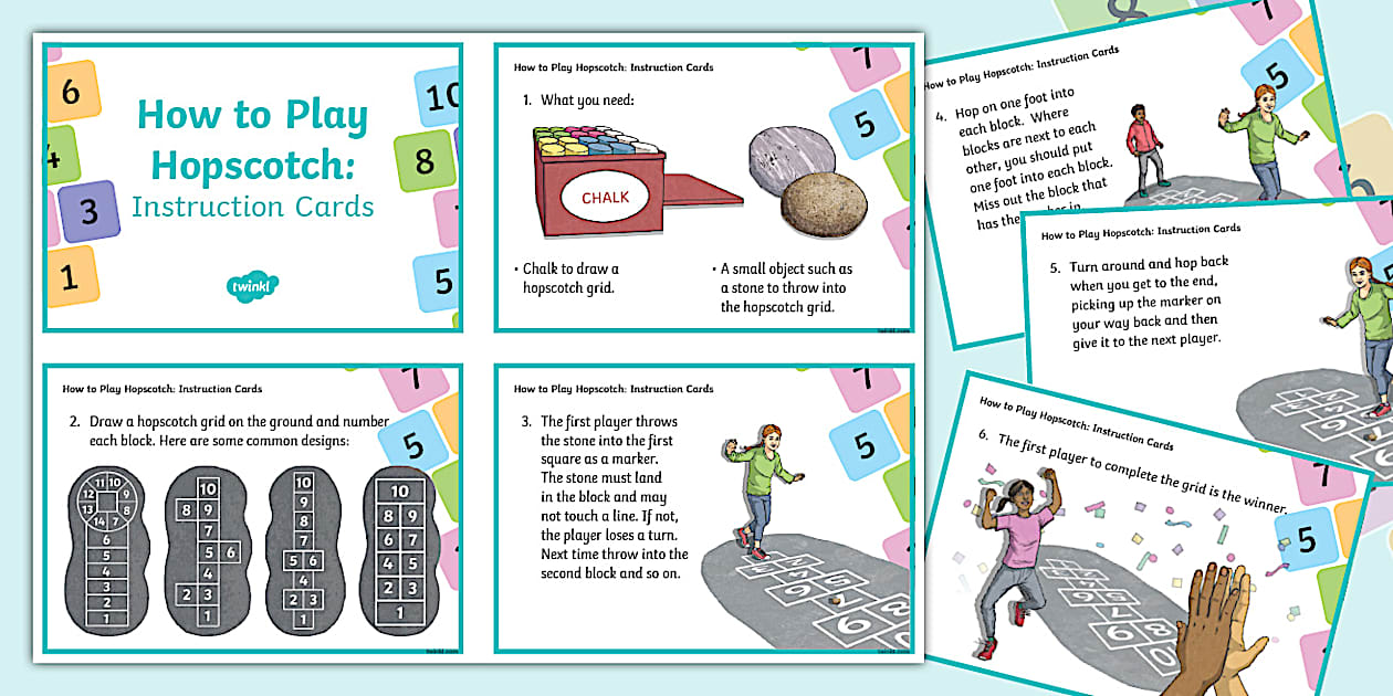 How to Play Hopscotch - Instruction Cards | Twinkl ZA