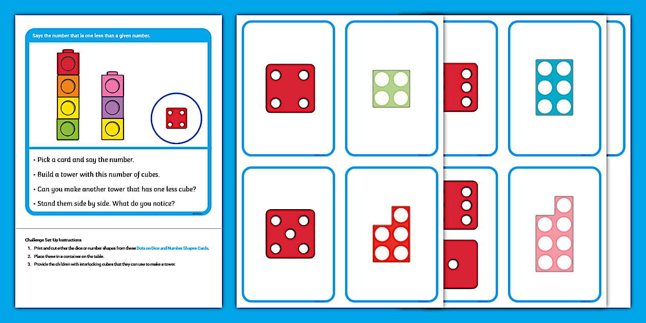 👉 EYFS Maths 1 Less Than Challenge: 1 Less Than Towers