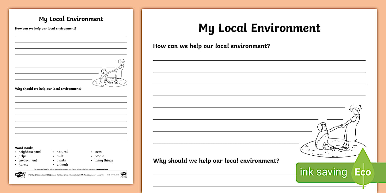 KS1 My Local Environment Activity Sheet- PSHE Primary