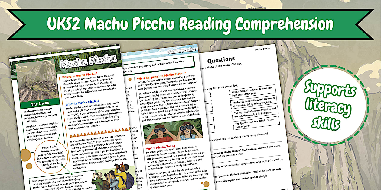 UKS2 Machu Picchu Reading Comprehension Activity