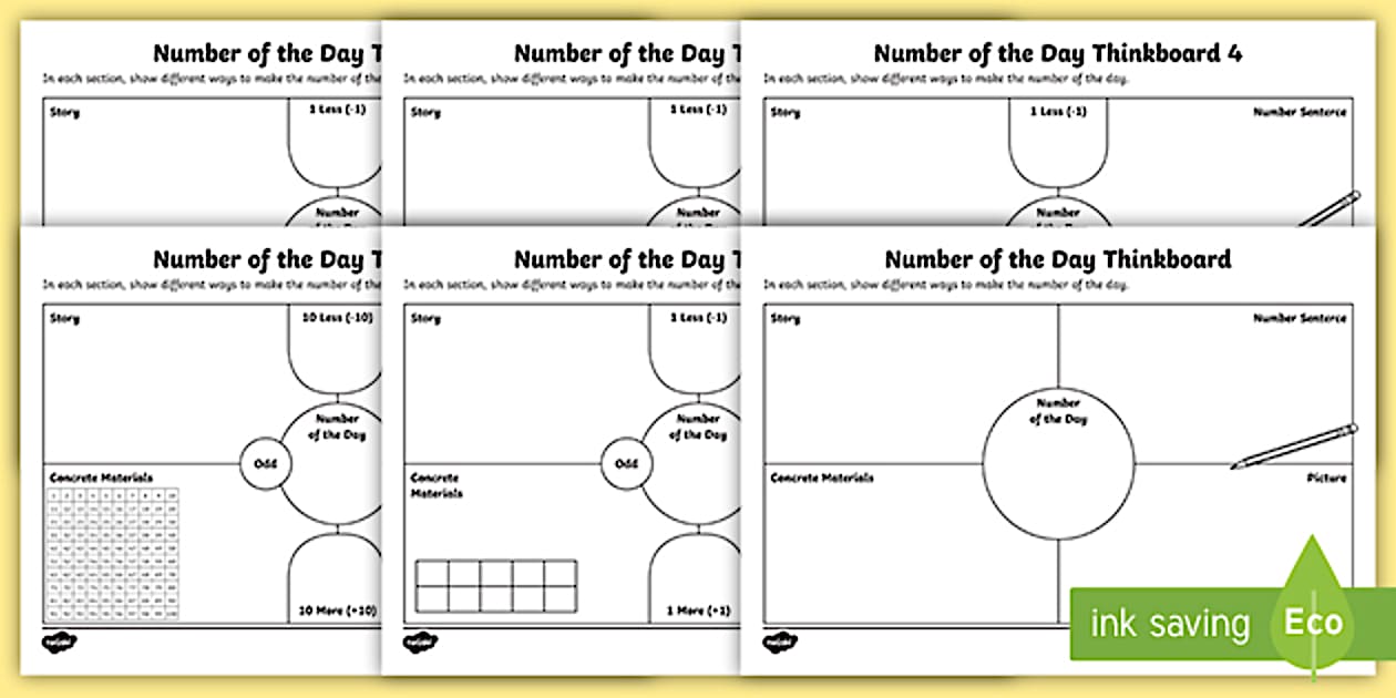 Number of the Day Thinkboard Worksheets Resource Pack